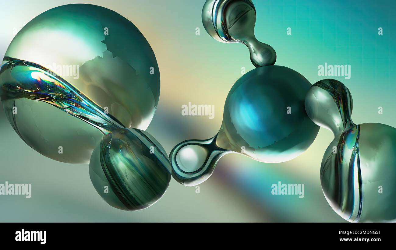 Green Fused meta balls spheres leaning together Abstract, dramatic ...