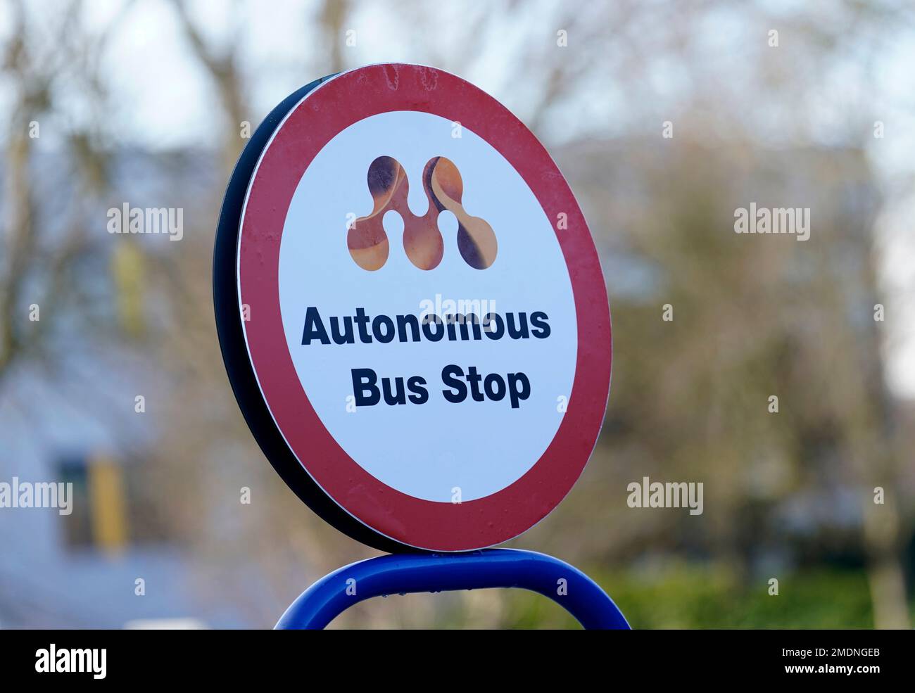 An Autonomous Bus Stop during the launch of the UK's first all-electric ...