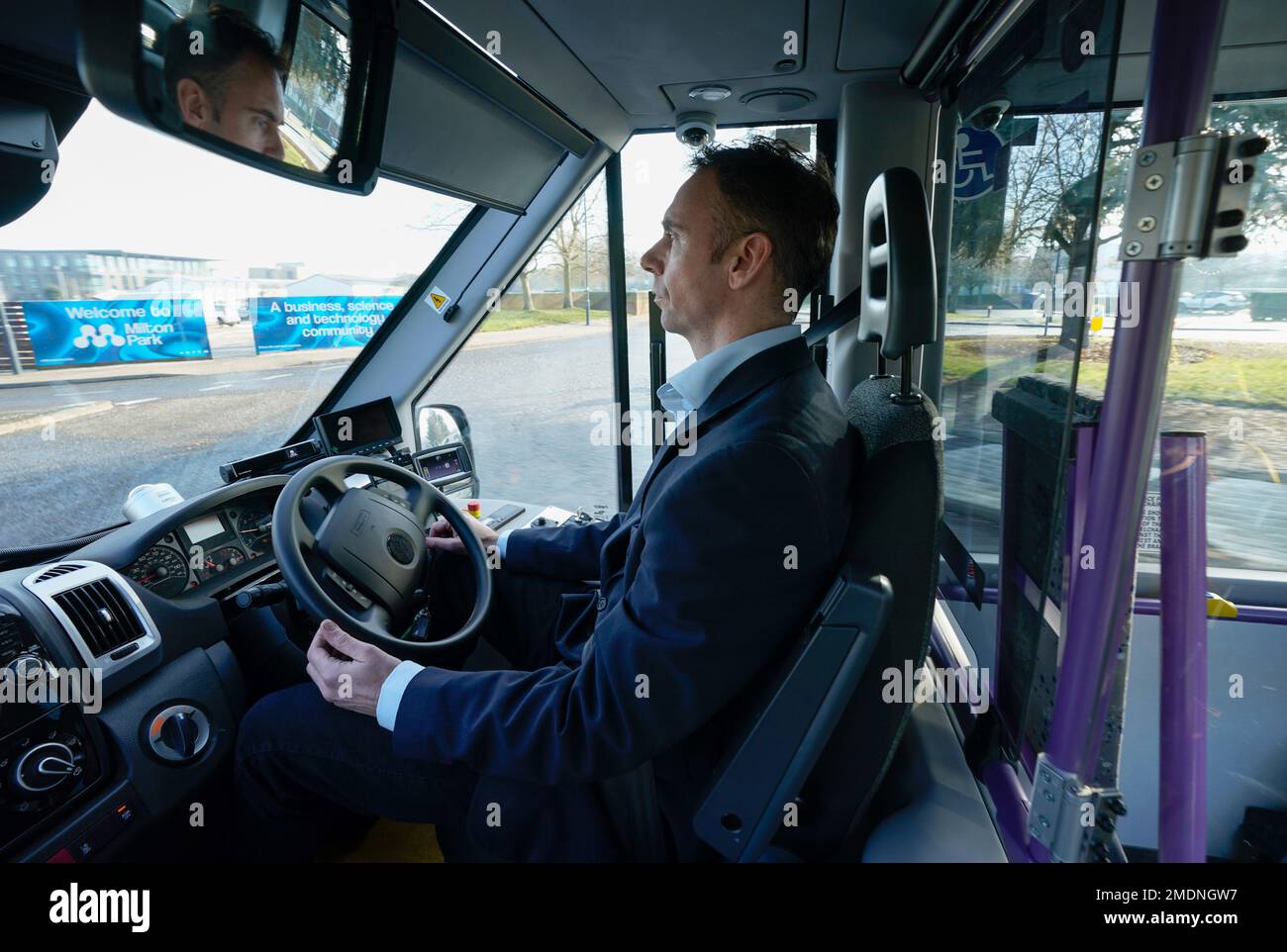 Jim Hutchinson, CEO of Fusion Processing, acts as safety driver as the ...