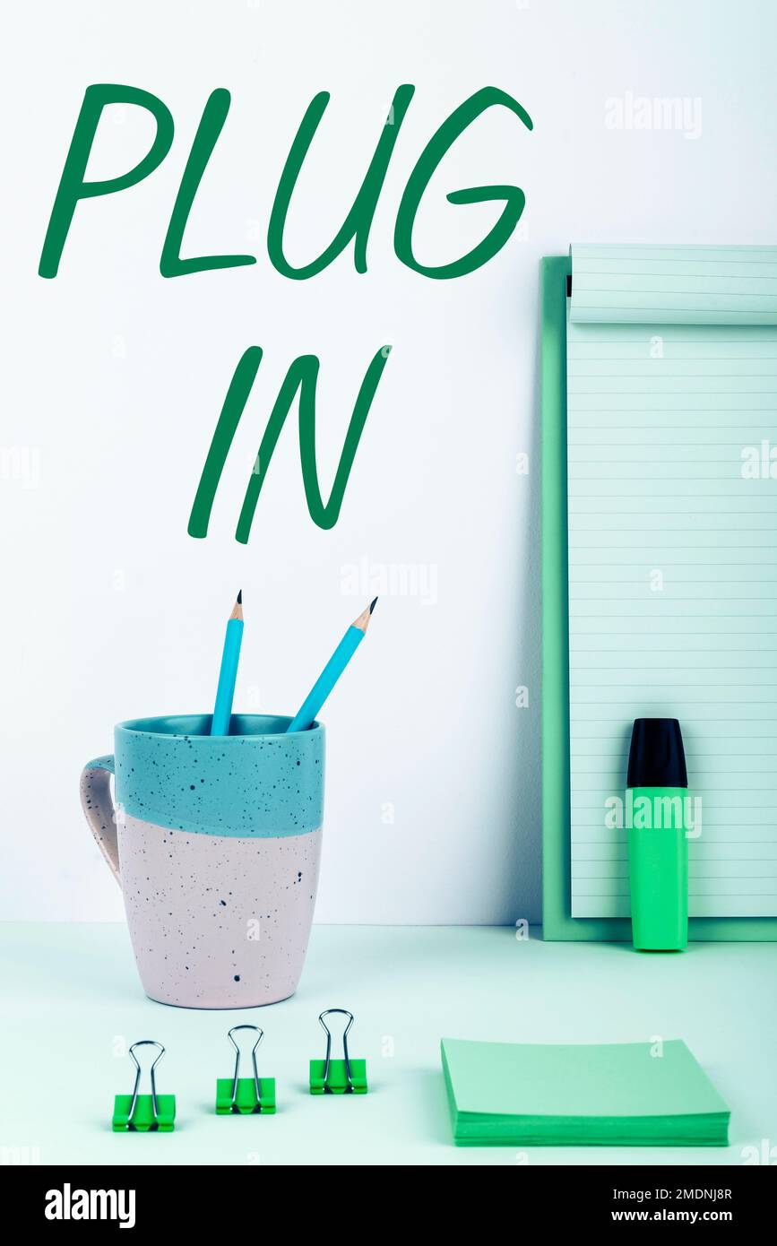 Conceptual display Plug In. Business approach putting device into ...