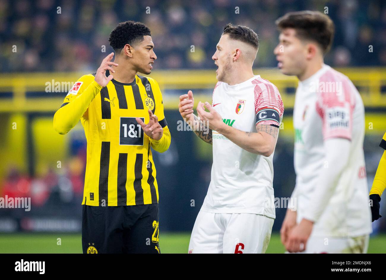 Dortmund, Germany. 22nd Jan, 2023. Jude Bellingham (BVB), Jeffrey ...