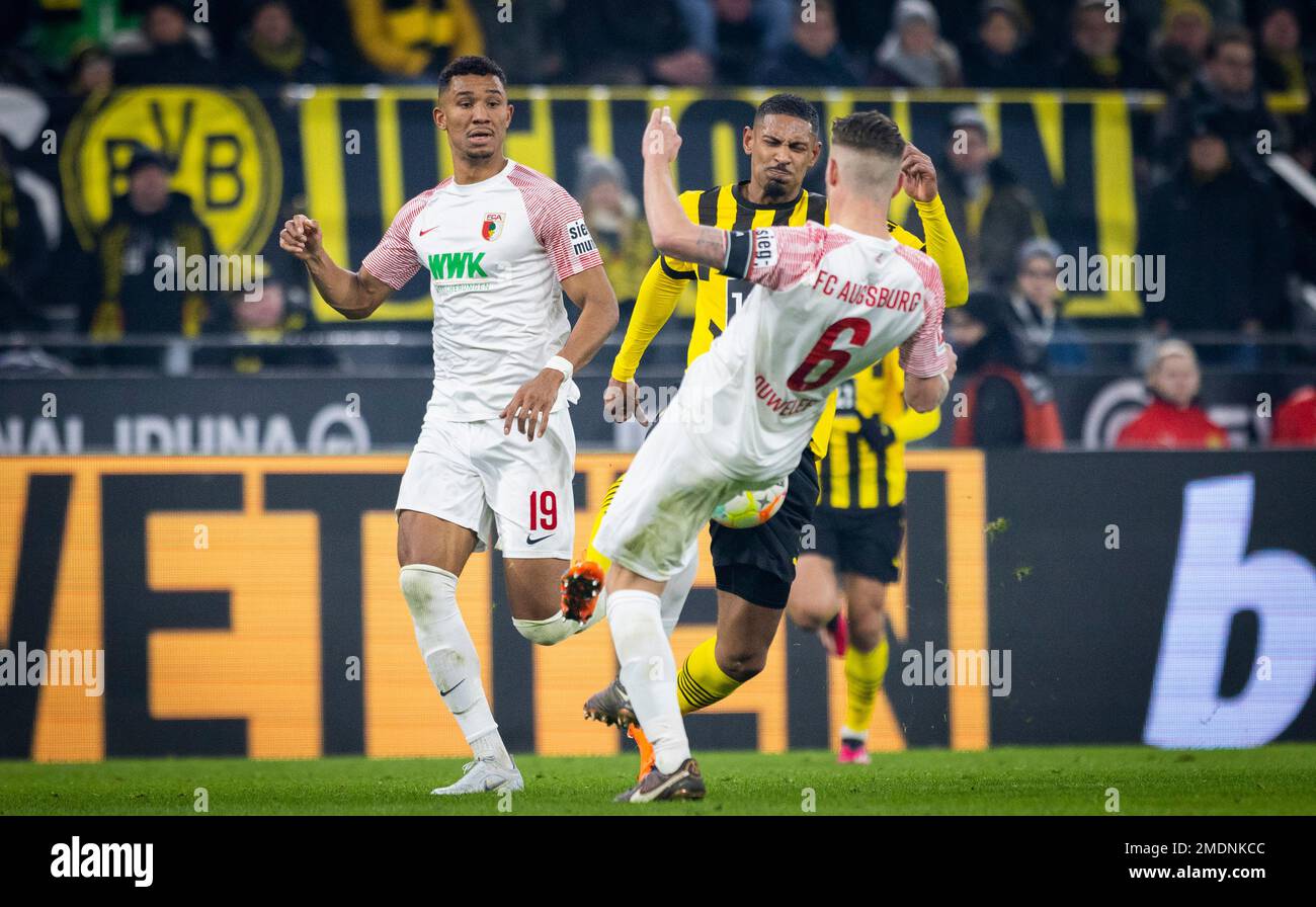 Dortmund, Germany. 22nd Jan, 2023. Felix Uduokhai (FCA), Jeffrey ...
