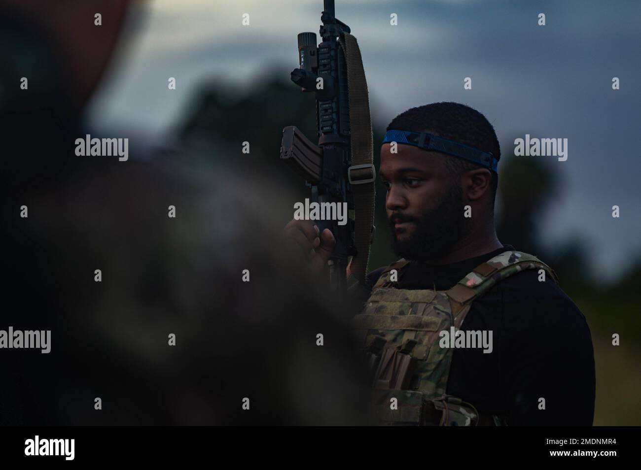 Security Forces airman prepares for training during the Agile Flag 22-2 ...