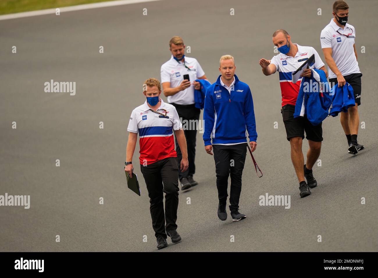 Haas driver Nikita Mazepin of Russia walks the track ahead of Sunday's ...