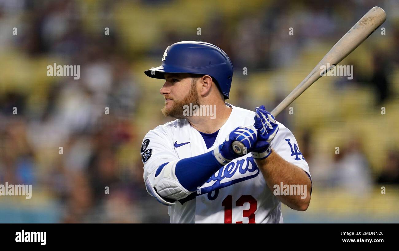 Los Angeles Dodgers' Max Muncy is on deck during a baseball game ...