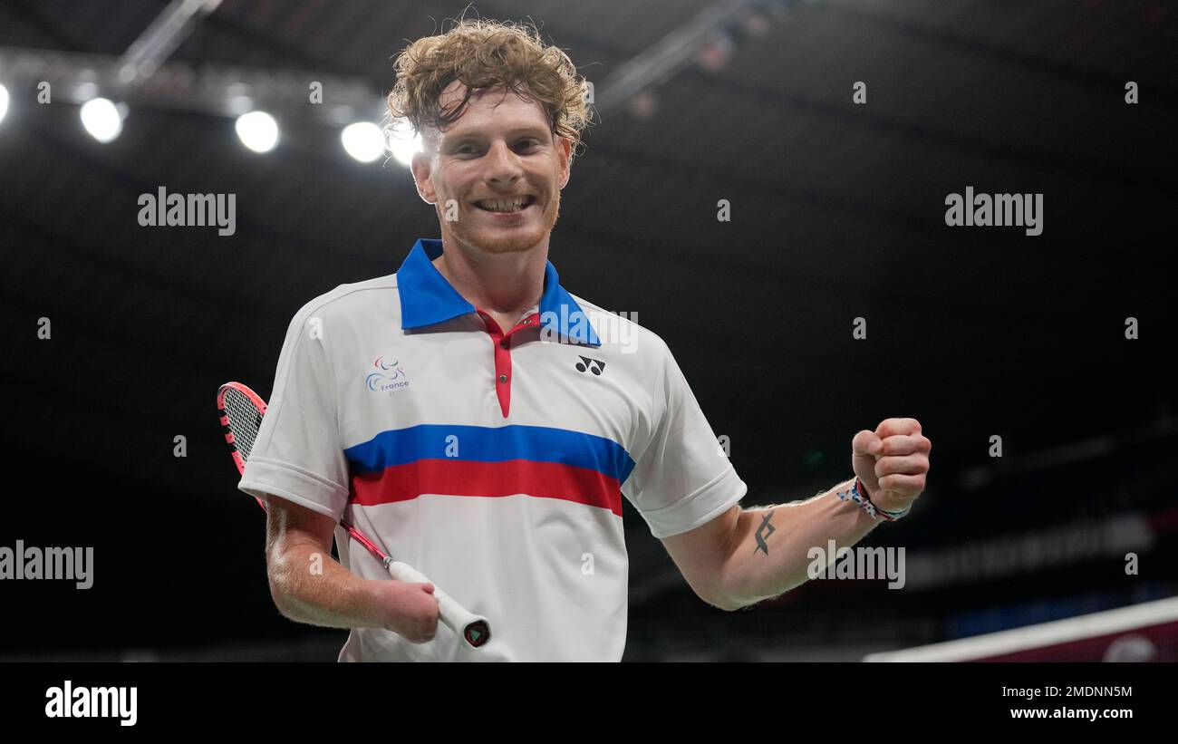 France's Meril Loquette reacts after defeating Poland's Bartlomiej Mroz ...