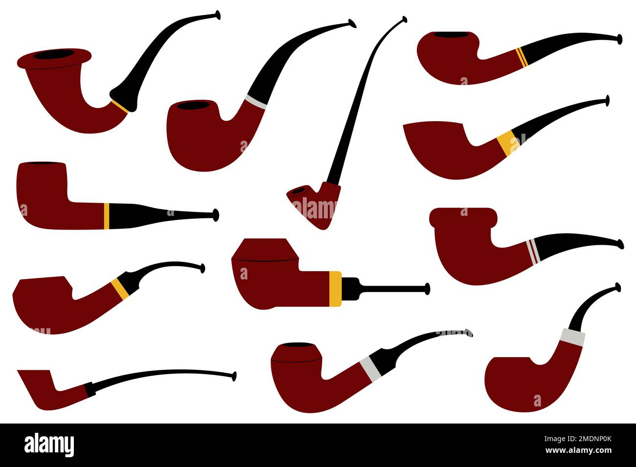 Illustration of different smoking pipes isolated on white Stock Photo ...