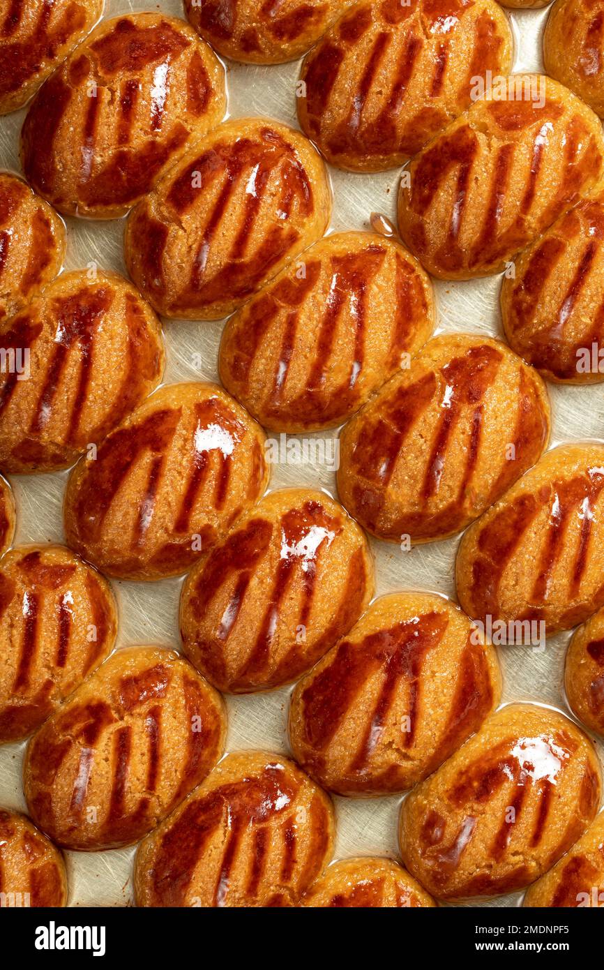 Sekerpare dessert. Sekerpare tatlisi in bulk in a tray. Traditional ...