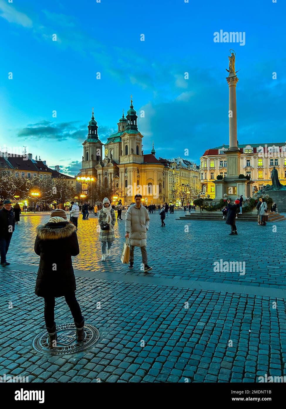 Prague, Czech Republic, Large Crowd People, Tourists Visiting, Street ...