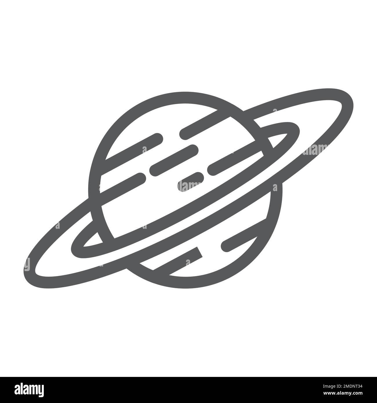 Saturn line icon, astronomy and space, planet sign, vector graphics, a ...
