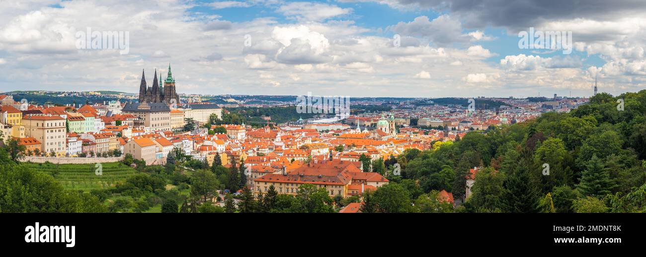 Prague cityscape panorama - city landscape with the Prague castle, Czech republic Stock Photo ...