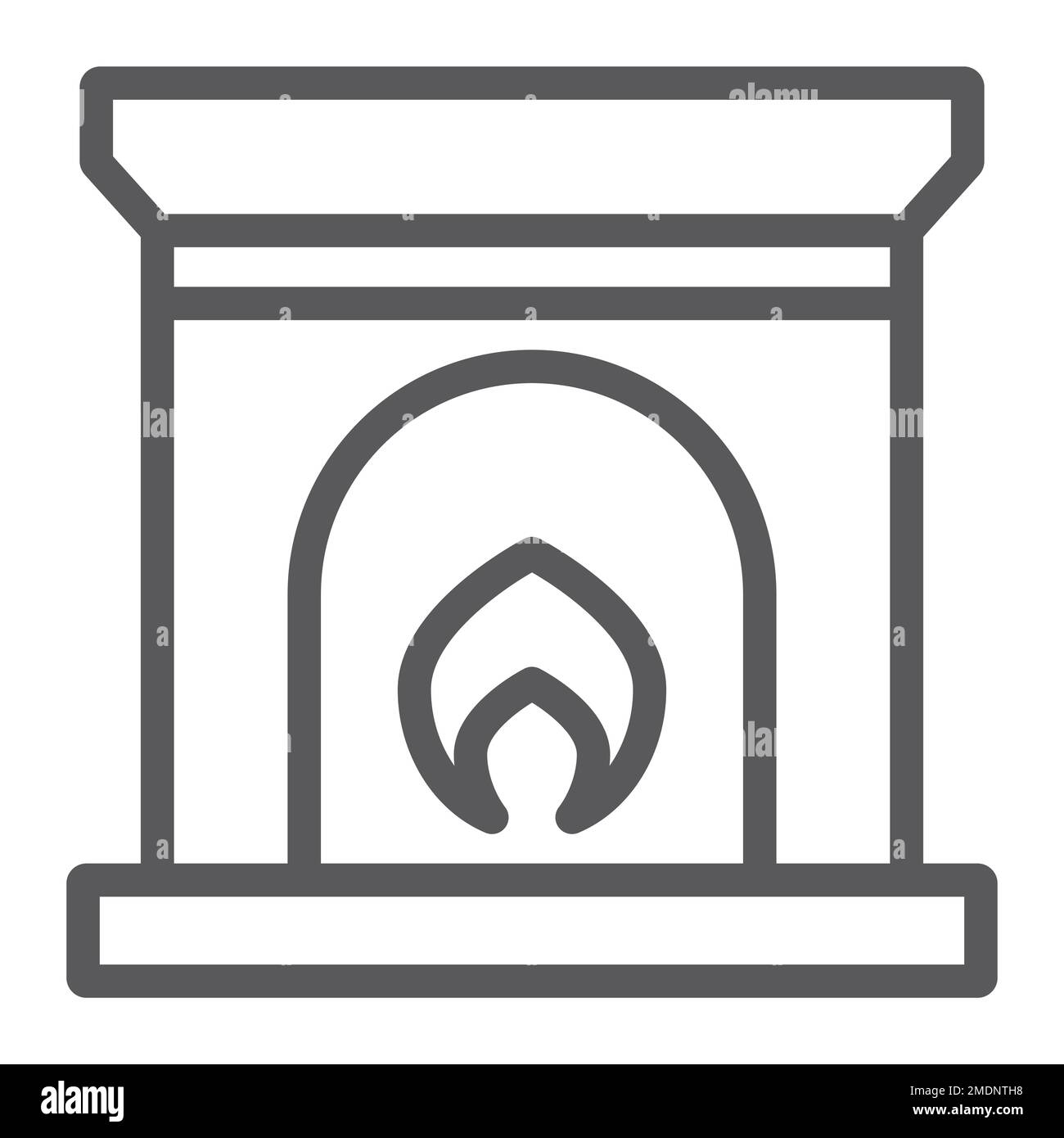 Fireplace line icon, home and interior, fire sign, vector graphics, a ...
