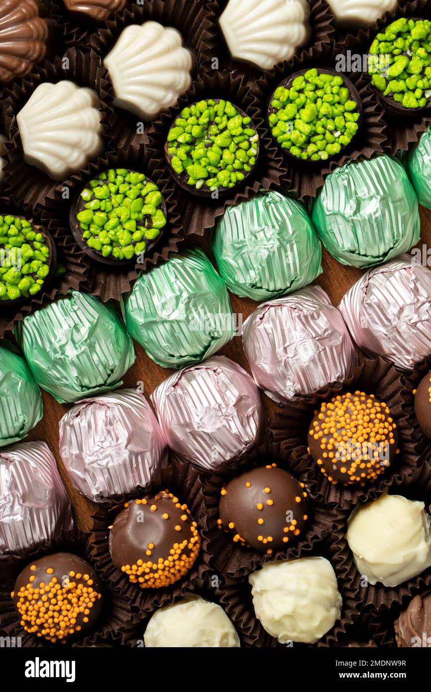 Chocolate. Fine chocolate varieties with white, dark and milk chocolate ...