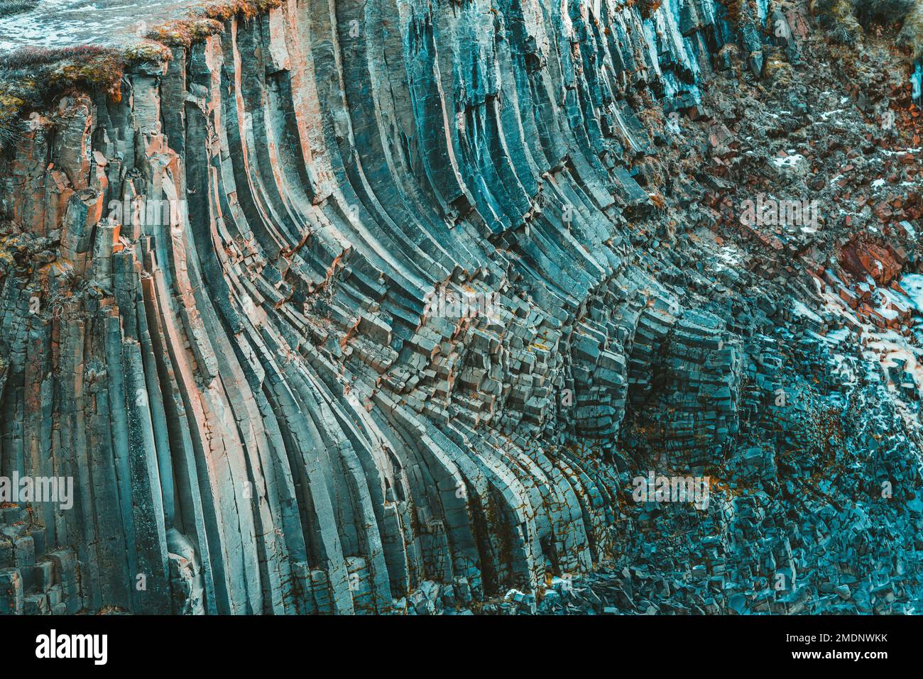 basalt columns in Wave formation on Island Stock Photo - Alamy