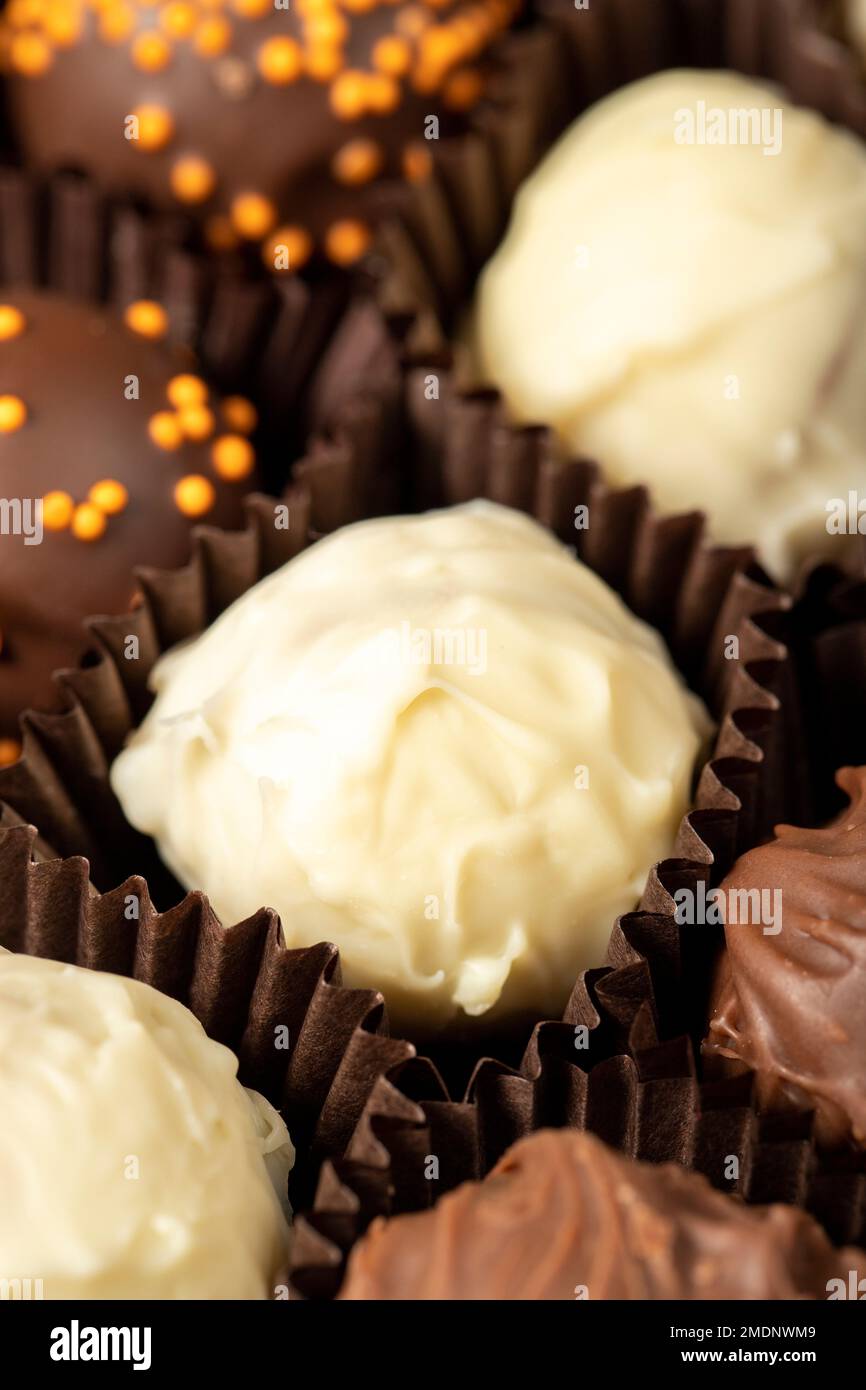 Chocolate. Fine chocolate varieties with white, dark and milk chocolate ...