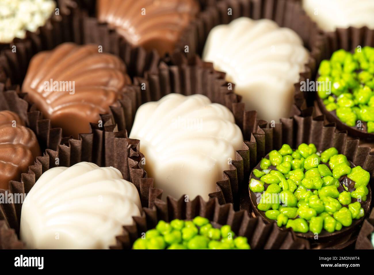 Chocolate. Fine chocolate varieties with white, dark and milk chocolate ...
