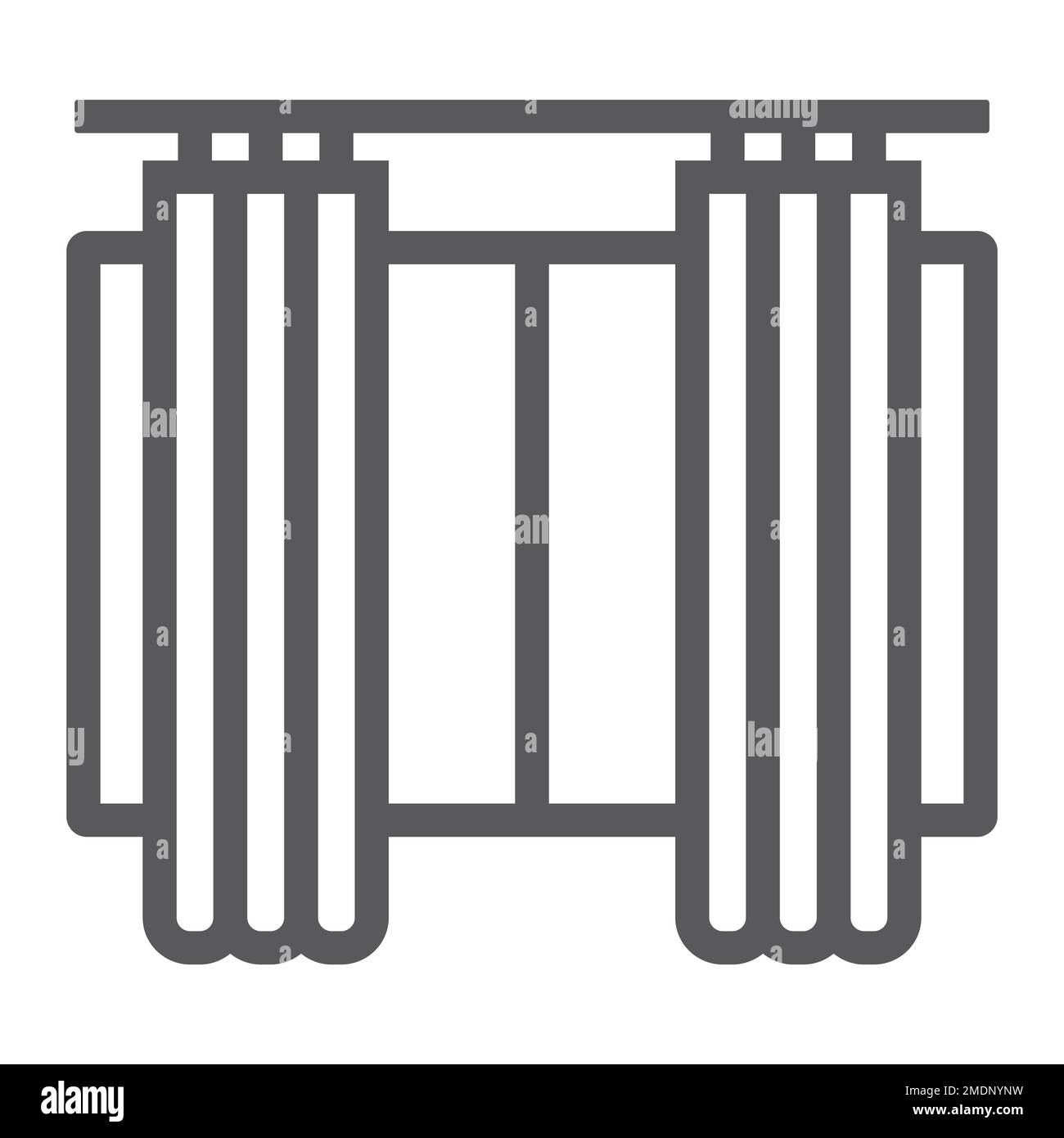 Curtains line icon, furniture and home, window sign, vector graphics, a linear pattern on a ...