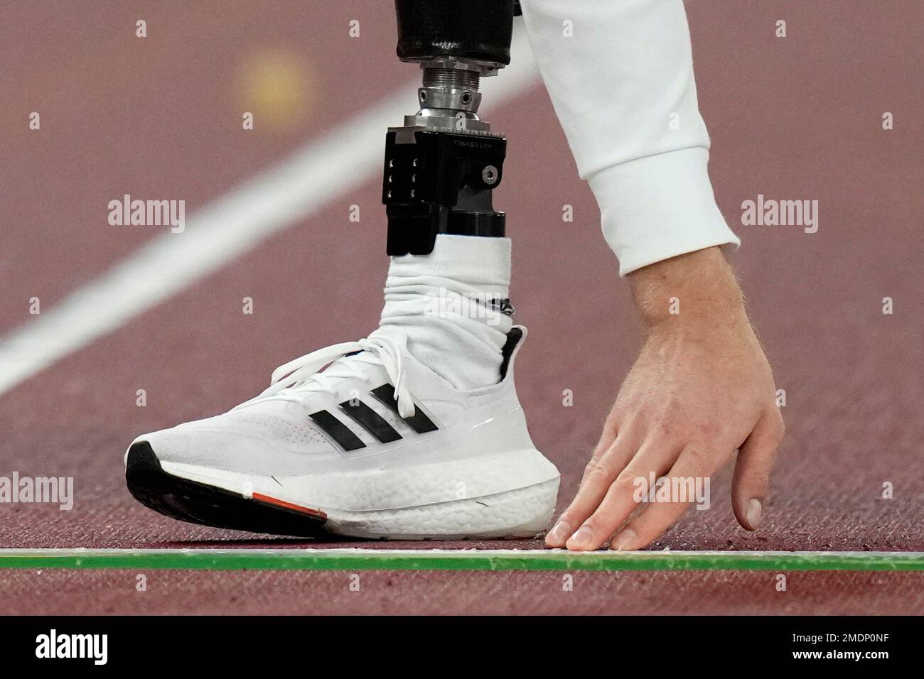 Germany's Markus Rehm checks the line before the start of the men's ...