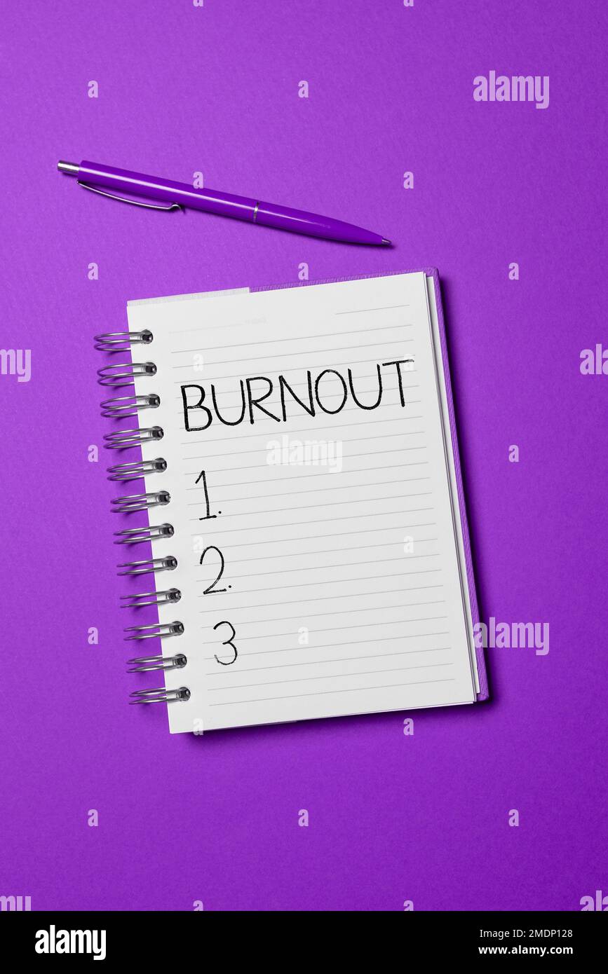 Hand writing sign Burnout. Internet Concept Feeling of physical and ...