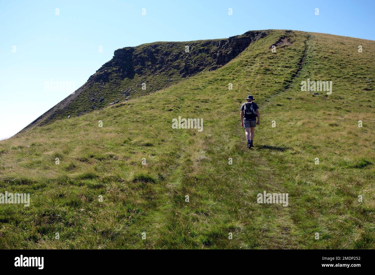 Man Walking on Ridge Path to the Nab on 'Wild Boar Fell' from High ...