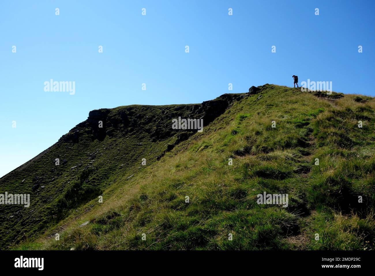 Man Walking on Ridge Path to the Nab on 'Wild Boar Fell' from High ...