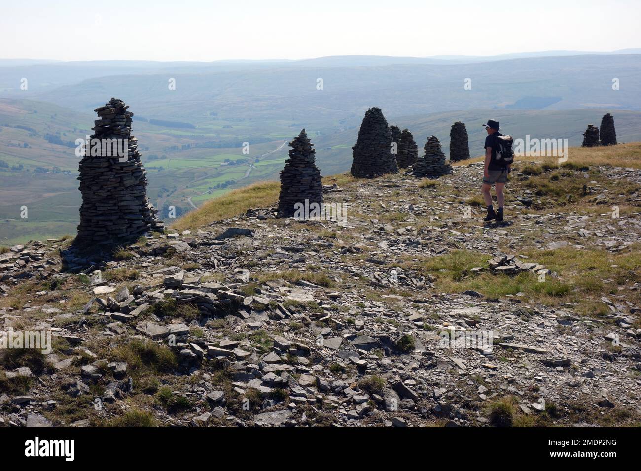 Man Walking by the Stone Cairns on Top of Yoadcomb Scar on Wild Boar ...