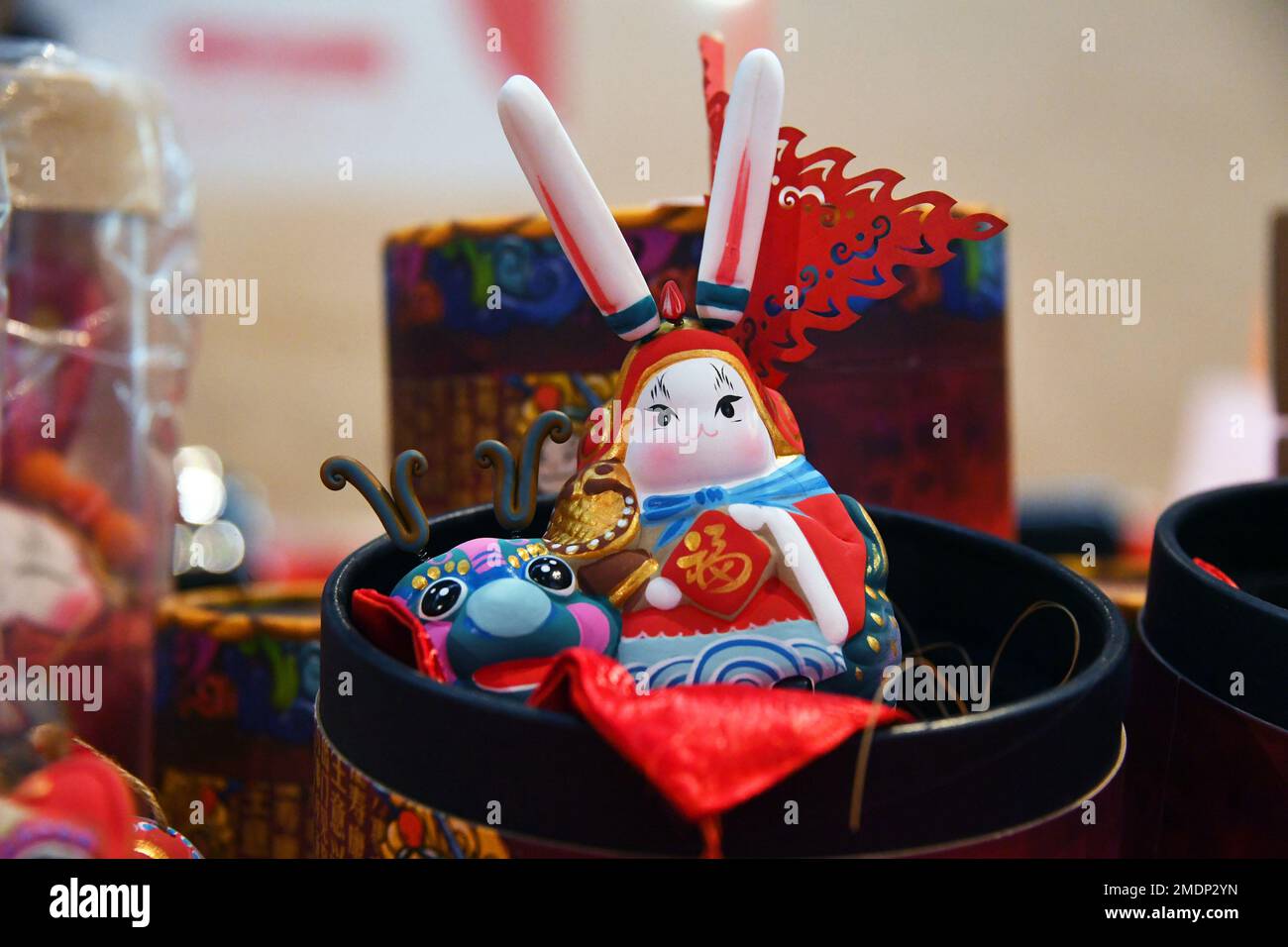 Beijing, China. 23rd Jan, 2023. A clay sculpture "Lord Rabbit" is ...