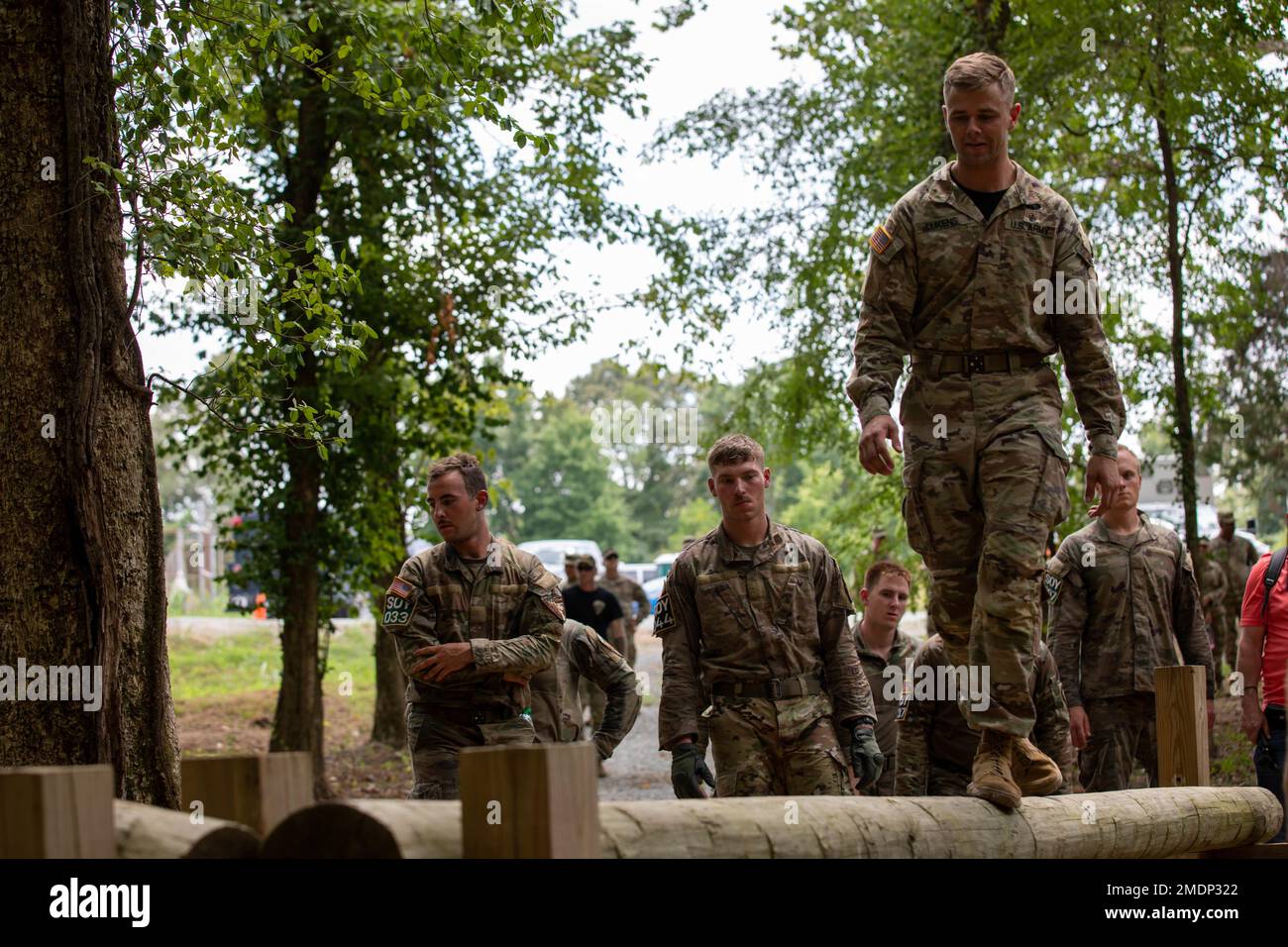 U.S. Army Sgt. Cole Lukens demonstrates how to complete a task at an ...