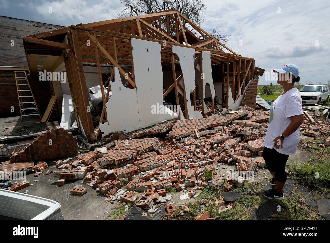 In the aftermath of Hurricane Ida, Patricia Rodrigue looks over the ...