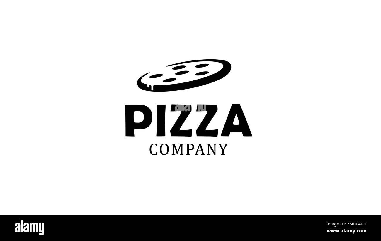 creative black pizza logo vector design illustration Stock Vector Image ...