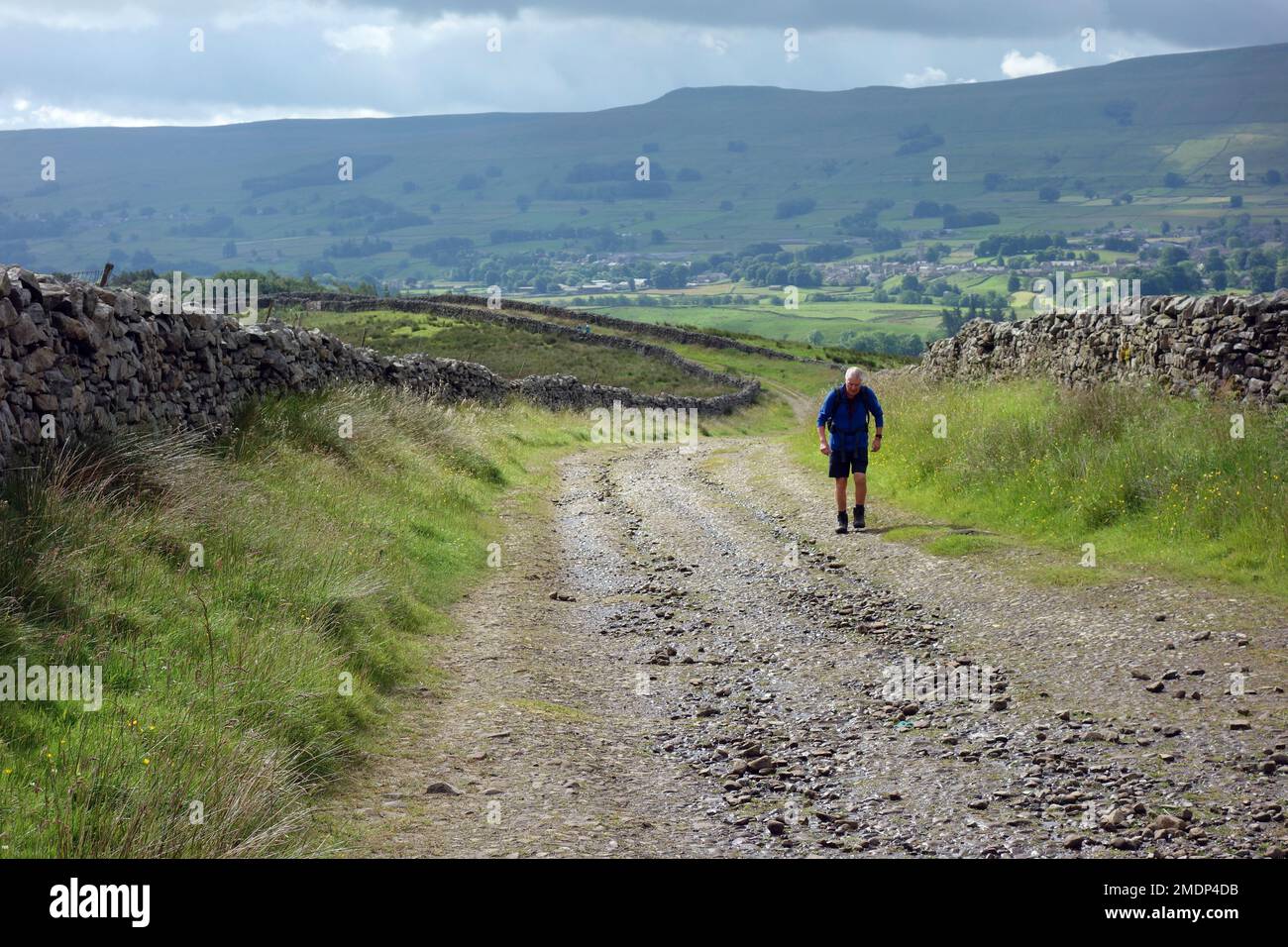 Man Walking on Pennine Way Long Distance Trail from Hardraw to Great ...