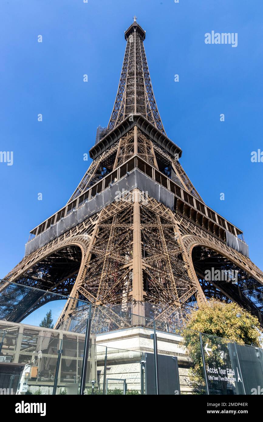A low-angle shot of the Eiffel tower in Paris, France Stock Photo - Alamy