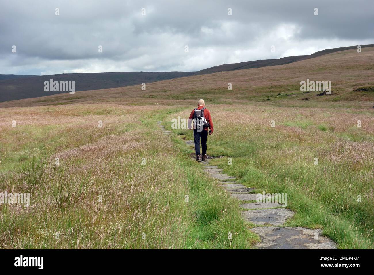 Man Walking on Pennine Way Long Distance Trail from Hardraw to Great ...