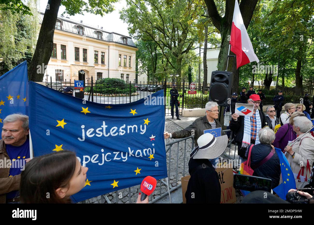 Polish activists stage a protest outside of the constitutional court ...