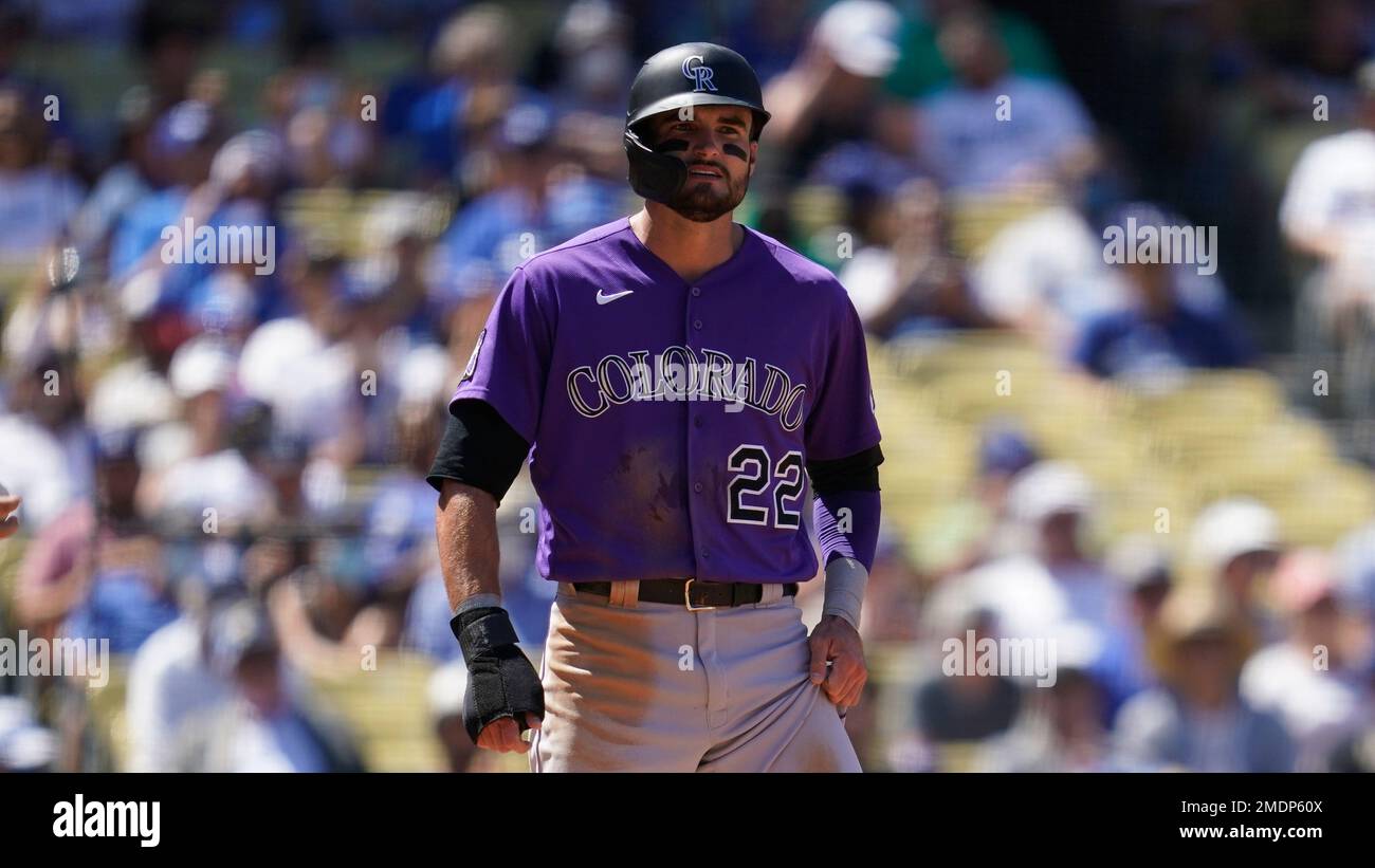 Colorado Rockies' Sam Hilliard stands at home plate during a baseball ...