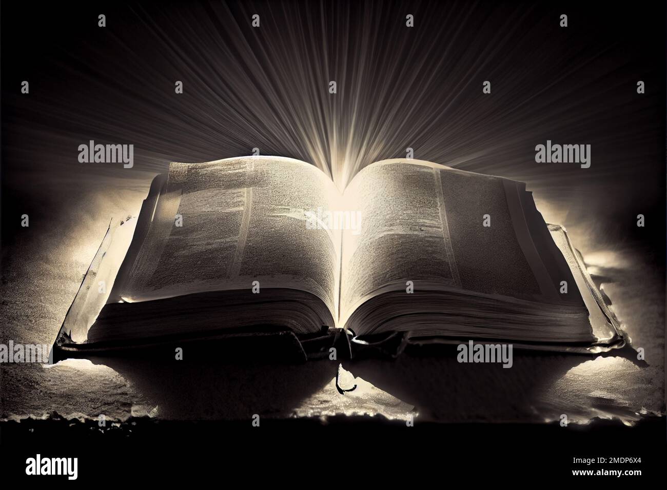A light in the middle of the opened Bible with dark background Stock ...