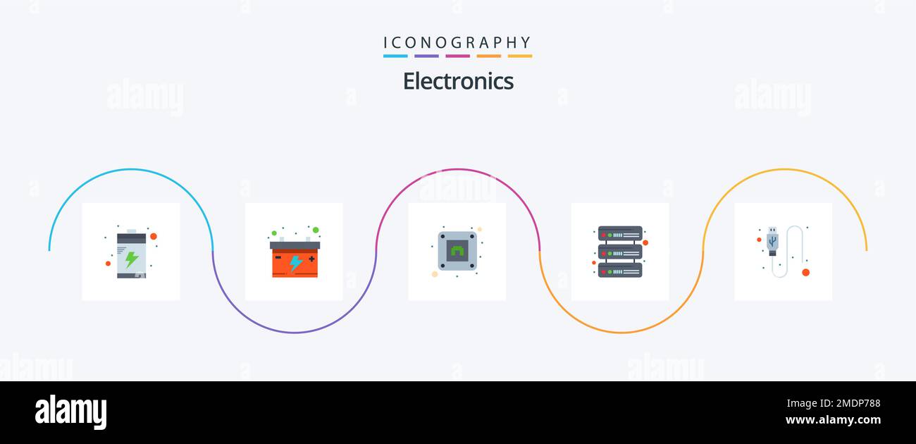 Electronics Flat 5 Icon Pack Including . wire. plug. usb. cable Stock ...
