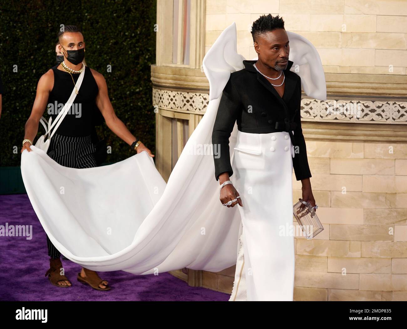 Billy Porter, right, a cast member in "Cinderella," arrives at the ...