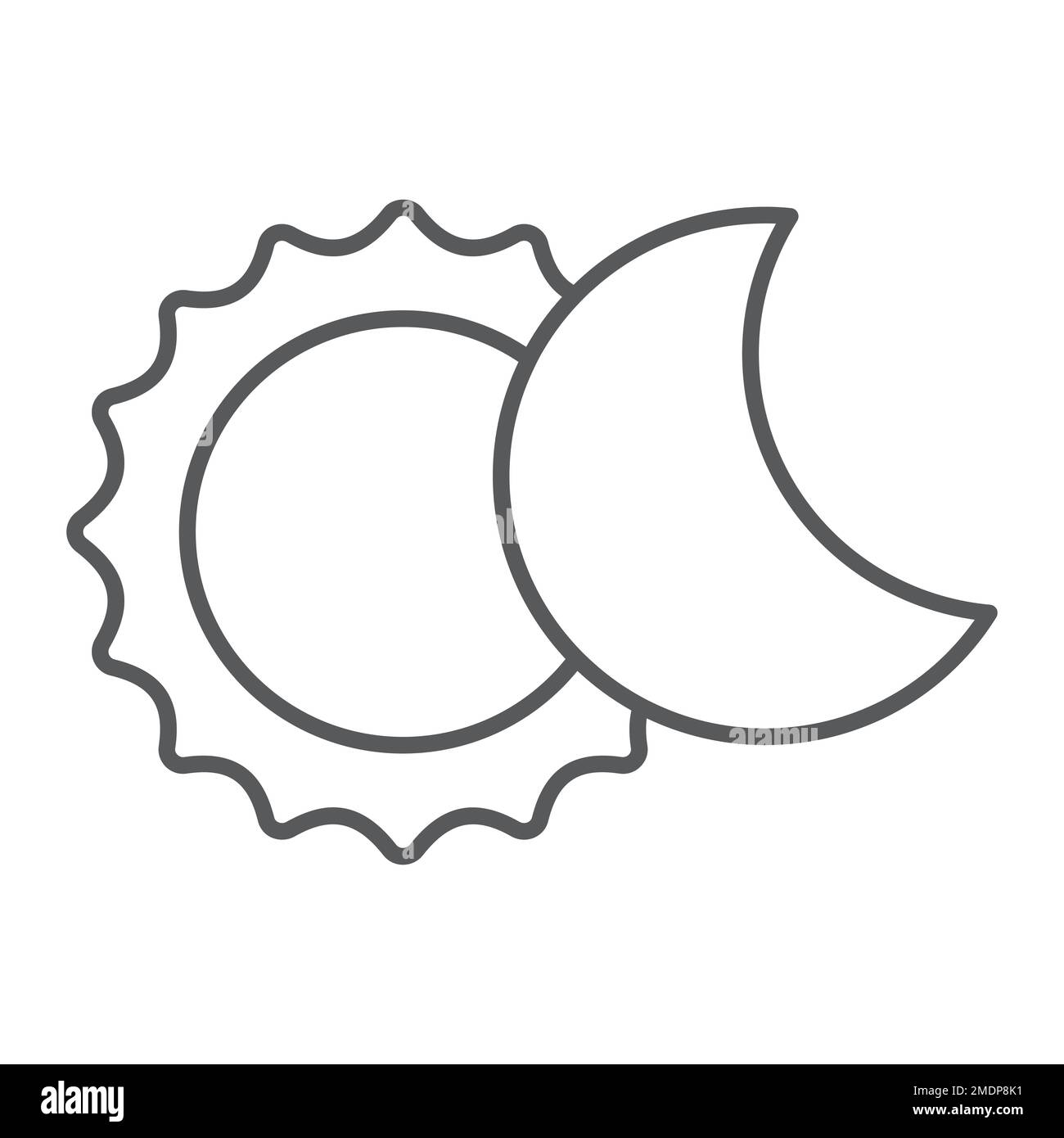 Eclipse thin line icon, space and astronomy, solar eclipse sign, vector ...
