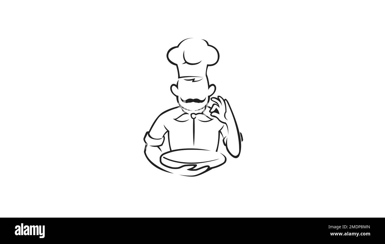 Chef Character Lines Abstract Logo Design Vector Stock Vector Image ...