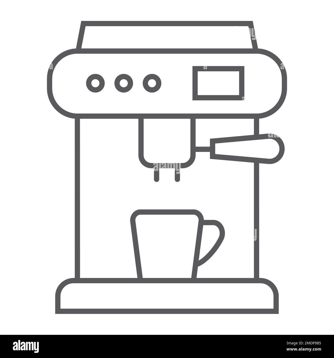 Coffee machine thin line icon, appliance and kitchen, coffee maker sign ...
