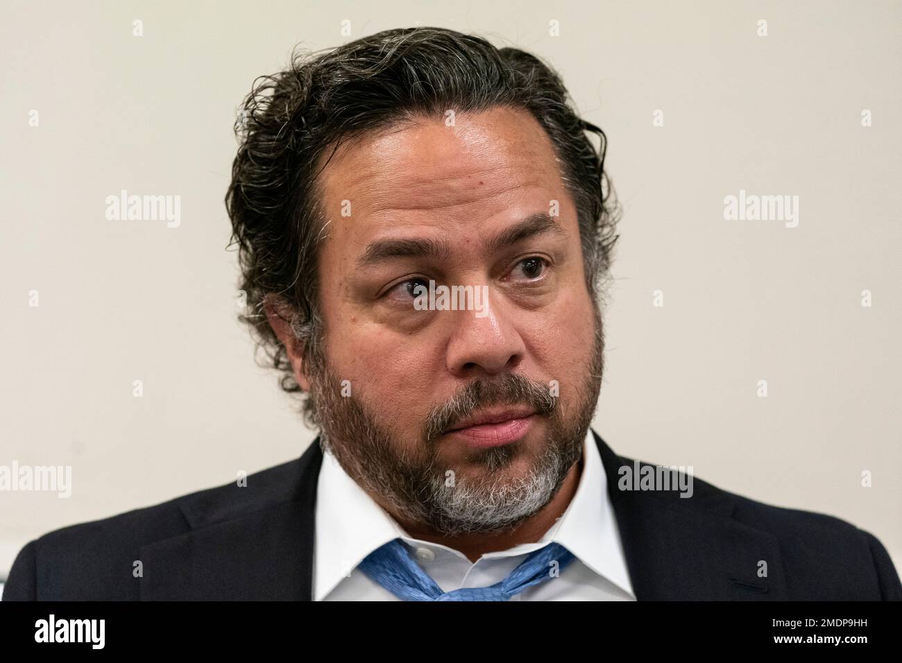 Attorney Brian Bouffard speaks with reporters after an arraignment ...