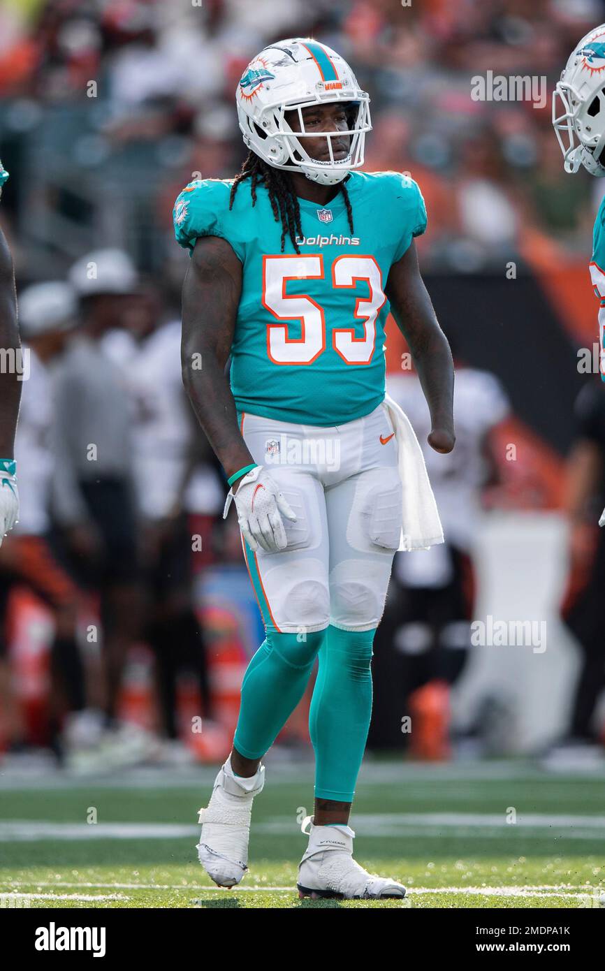 Miami Dolphins linebacker Shaquem Griffin (53) lines up on defense ...