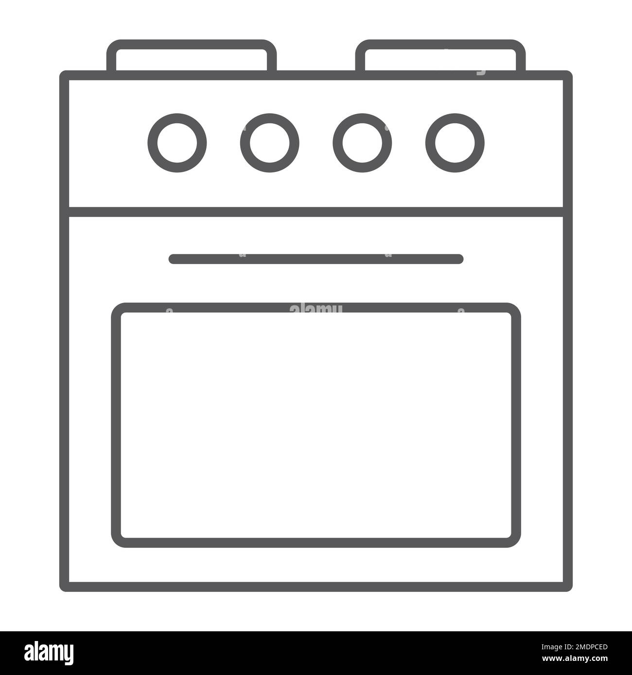 Oven thin line icon, home and appliance, stove sign, vector graphics, a ...