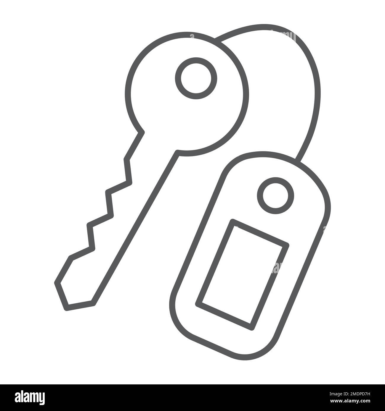Key thin line icon, close and safety, unlock sign, vector graphics, a ...
