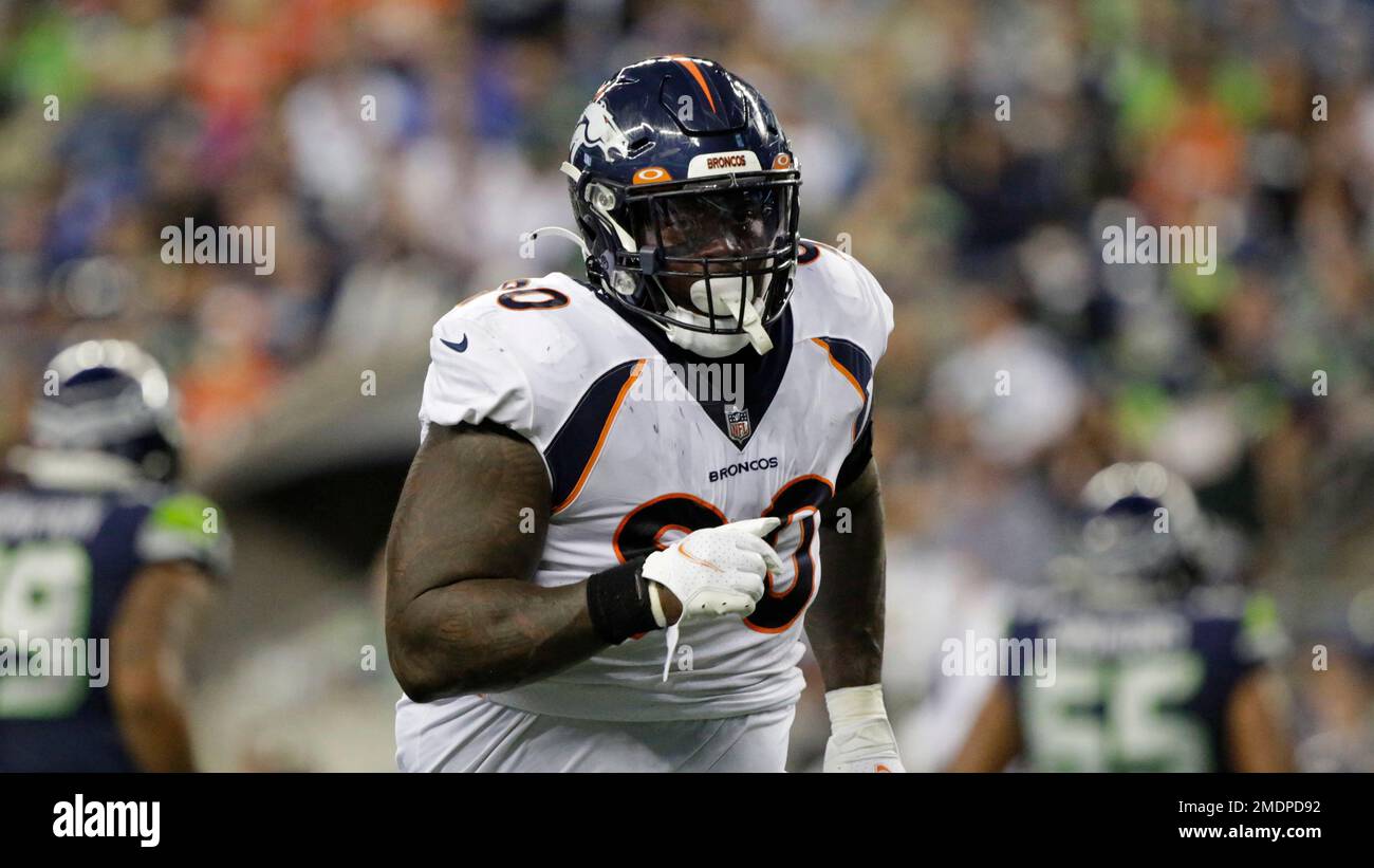 Denver Broncos defensive end DeShawn Williams during an NFL preseason ...
