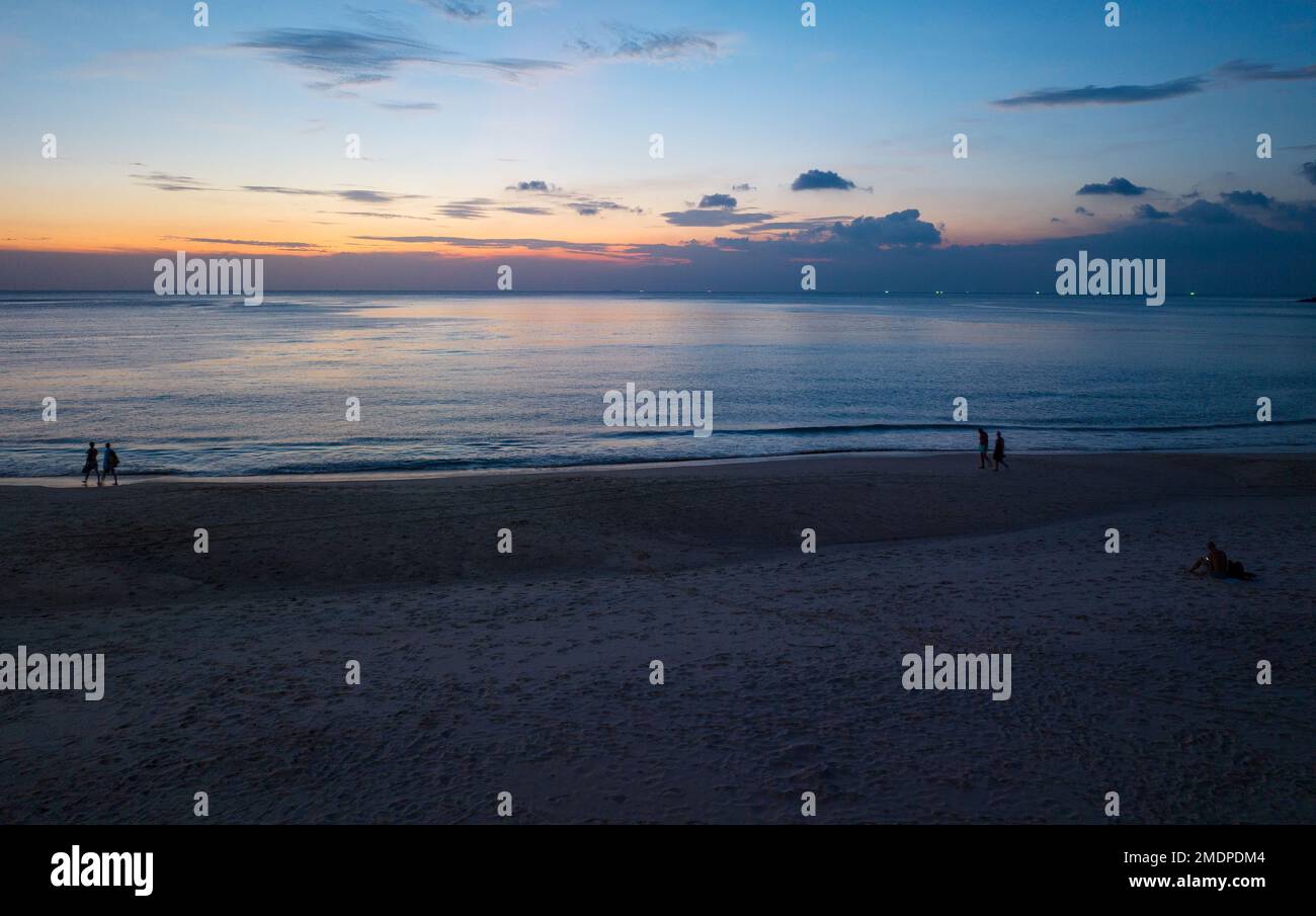Aerial view sunset over sea beach background Stock Photo - Alamy