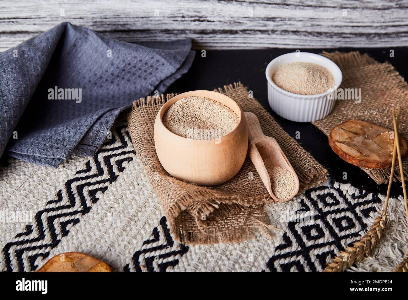 Raw amaranth porridge. Healthy, natural superfood on cotton background ...