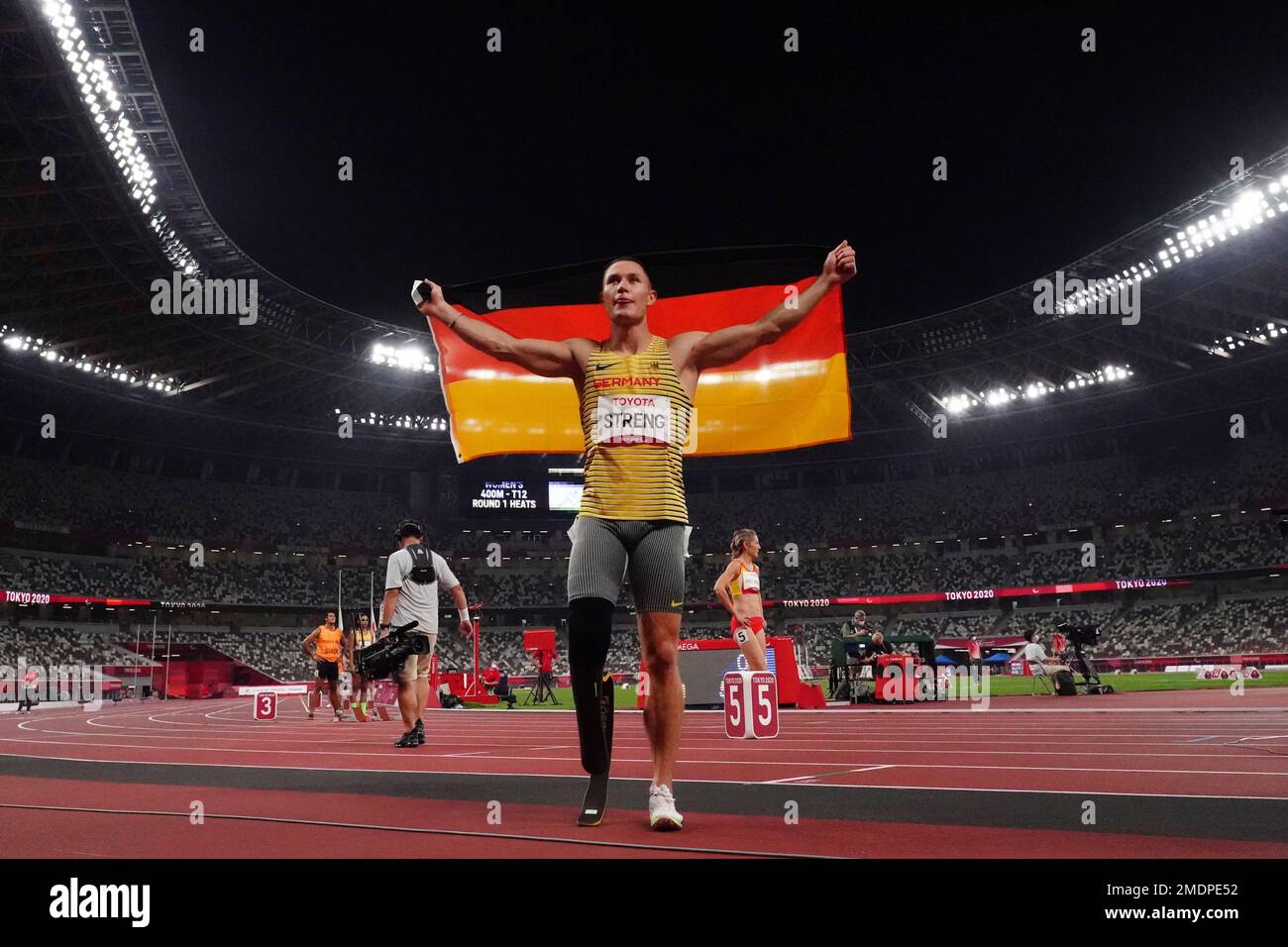 Felix Streng of Germany celebrates after competing in the men's 100m ...