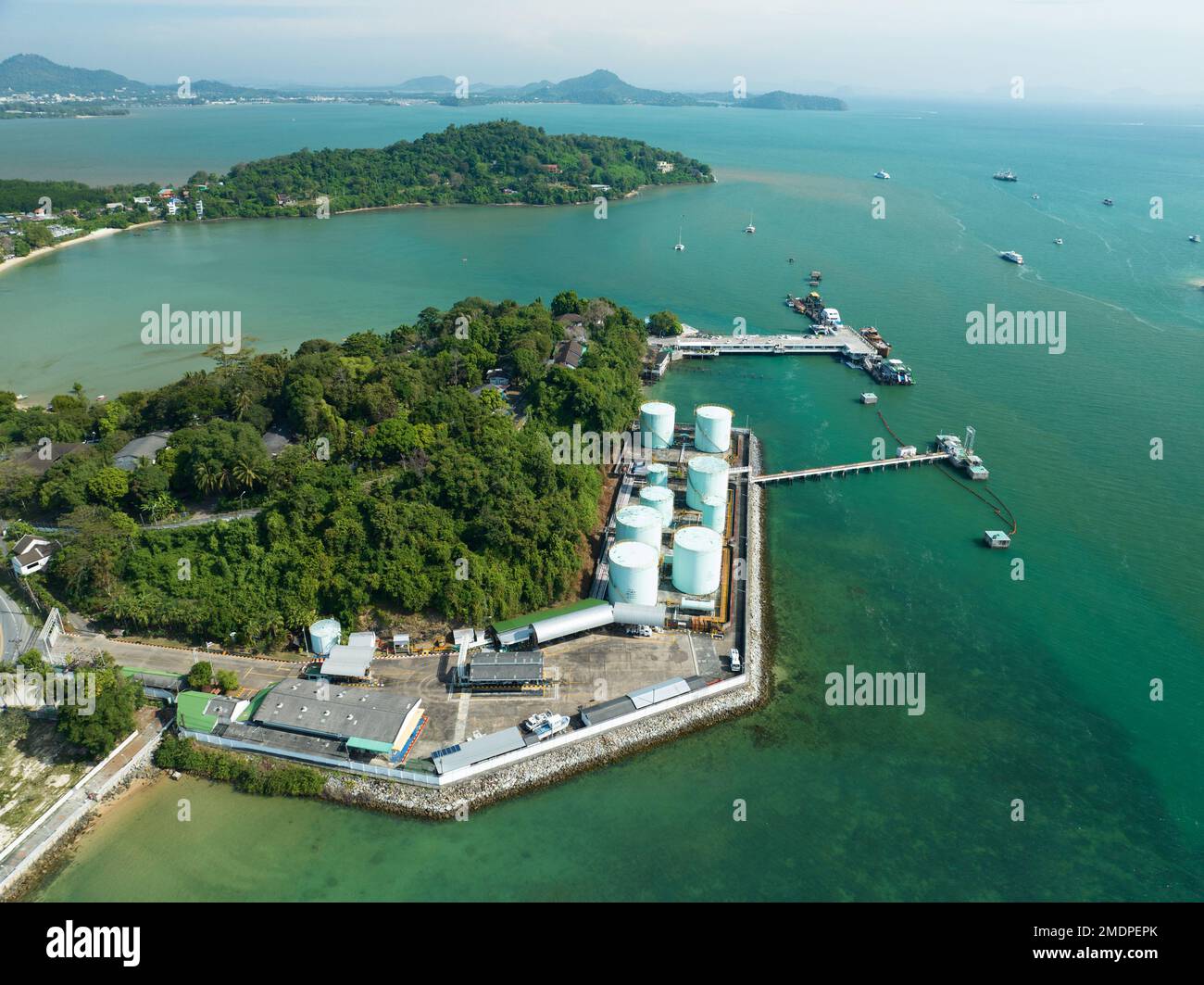 Aerial view drone shot of fuel tanks,oil storage terminal Stock Photo ...